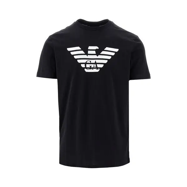 Emporio Armani Pia Cotton T-shirt With Eagle Print An - Blue