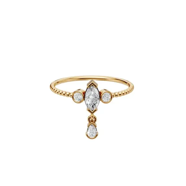 AYA FINE JEWELRY Wren Marquise & Pear Lab Grown Diamond Beaded Stacking Ring – 14k Gold - Yellow