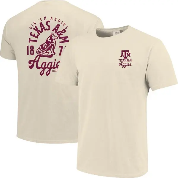 IMAGE ONE Texas A&m Aggies Comfort Colors Mascot Overlay T-shirt - Cream