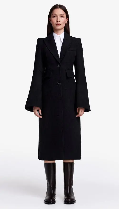 Smythe Pagoda Brando Trumpet Sleeve Coat - Black