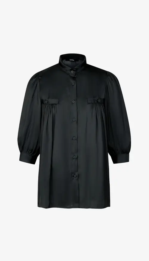 Smythe Shirred Pocket Blouse - Black