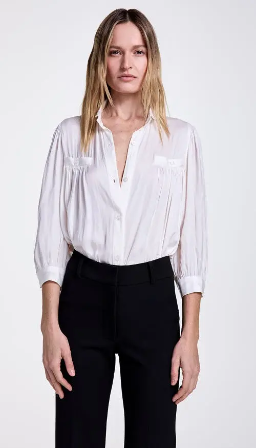 Smythe Shirred Pocket Blouse - Ivory
