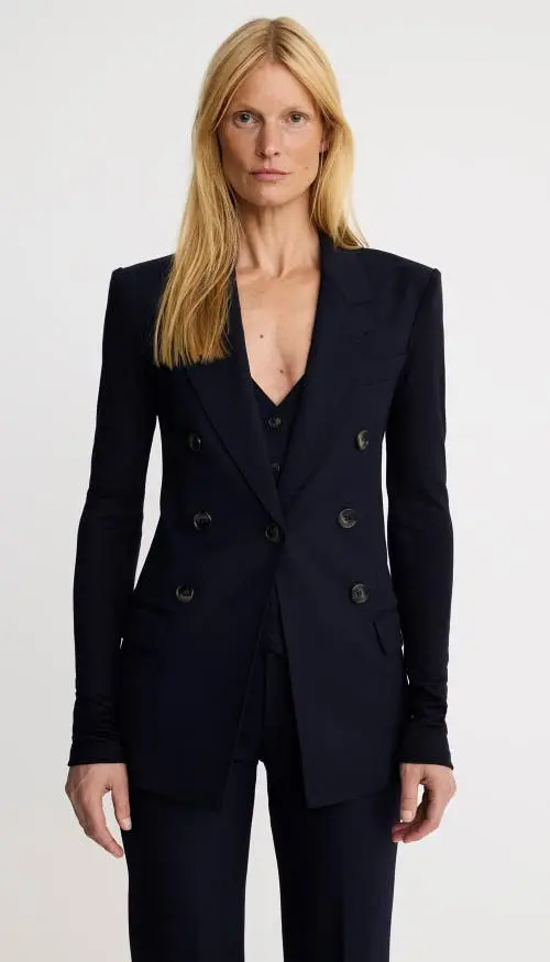 Smythe Double Breasted Blazer With Jersey Sleeve