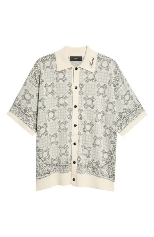 Amiri Ma Quad Check Cotton Piqué Full Button Cardigan - Alabaster