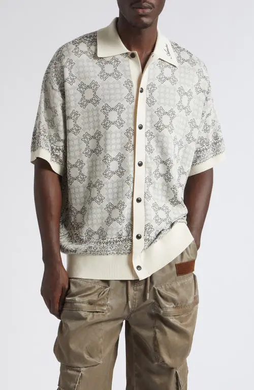 Amiri Ma Quad Check Cotton Piqué Cardigan - Alabaster