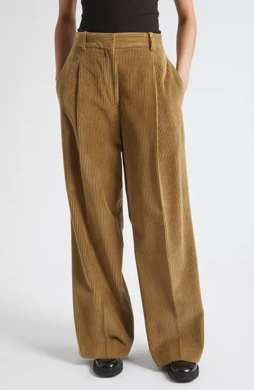 RÓHE Pleated Corduroy Trousers - Beige
