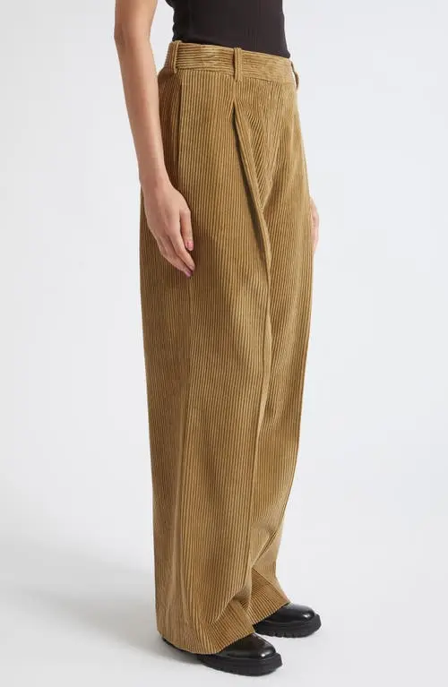 RÓHE Pleated Corduroy Trousers - Beige