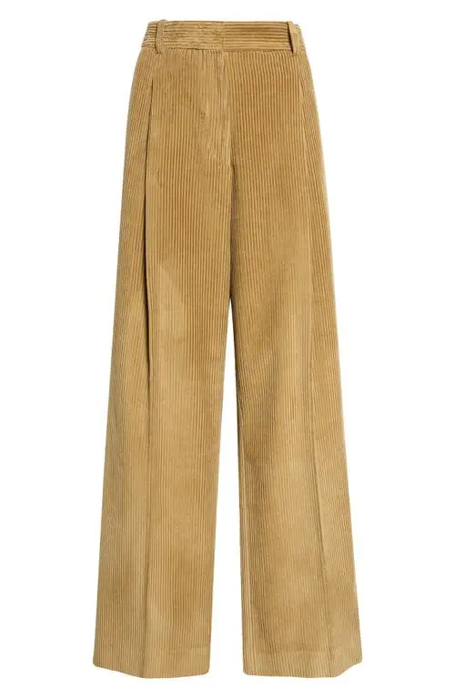 RÓHE Pleated Corduroy Trousers - Beige