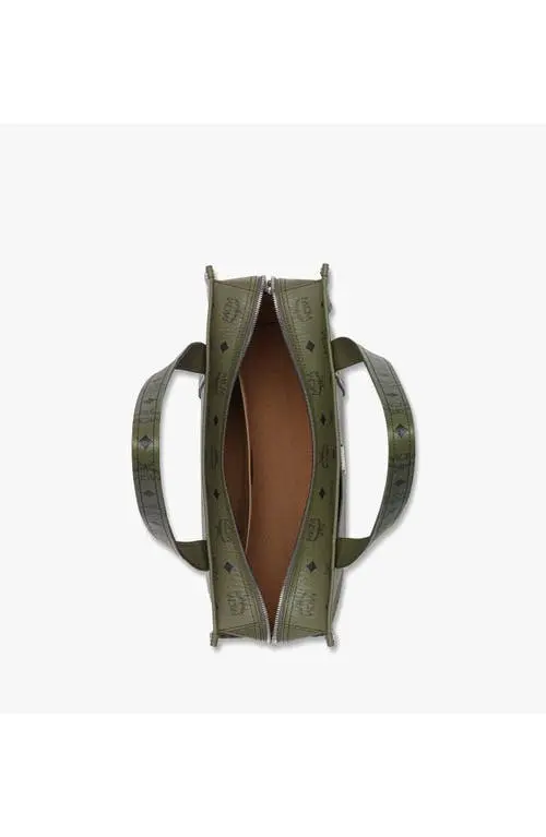 Mcm Large Visetos Monogram Tote Bag - Khaki Moss