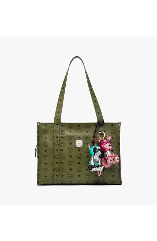 Mcm Large Visetos Monogram Tote Bag - Khaki Moss