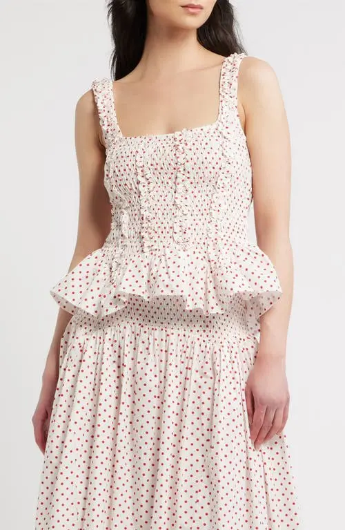DAMSON MADDER Raphi Smocked Peplum Cami - White