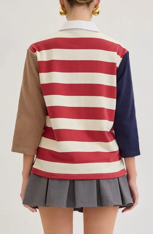 MAUDE CLUB Oliver Colorblock Striped Rugby Shirt