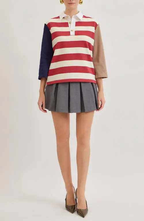 MAUDE CLUB Oliver Colorblock Striped Rugby Shirt