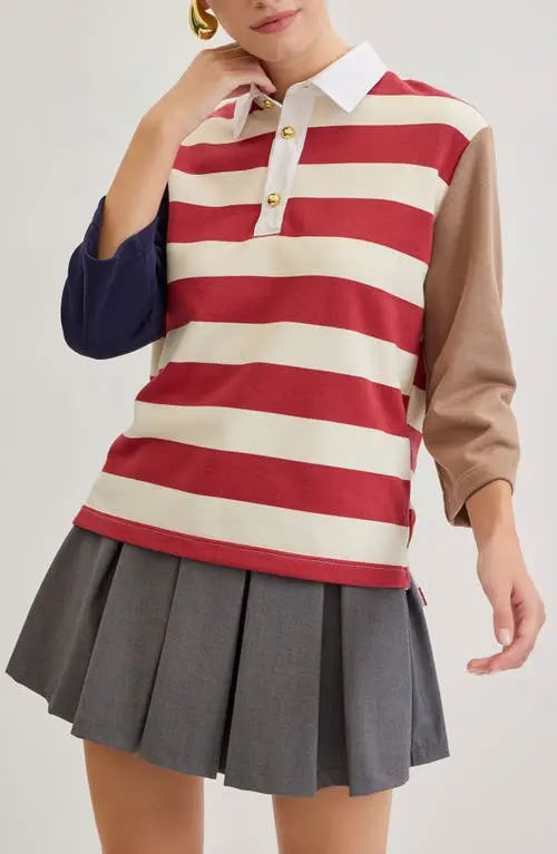 MAUDE CLUB Oliver Colorblock Striped Rugby Shirt