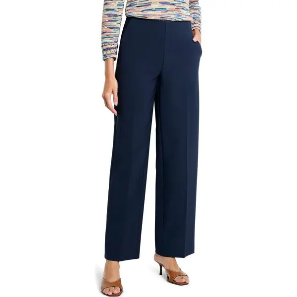 NIC+ZOE Lenox Wide Leg Stretch Pants - Dark Indigo
