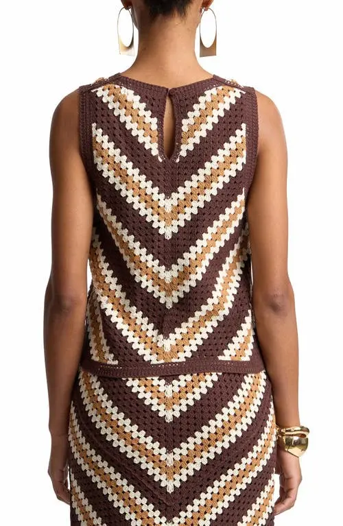 Avec Les Filles Chevron Crochet Sleeveless Top