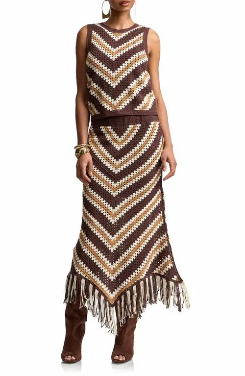 Avec Les Filles Chevron Crochet Sleeveless Top