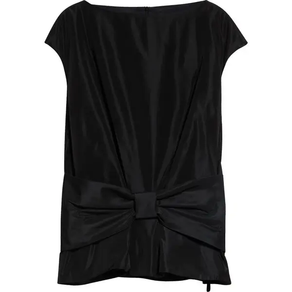 Simone Rocha Boxy Bow Detail Satin Top - Black