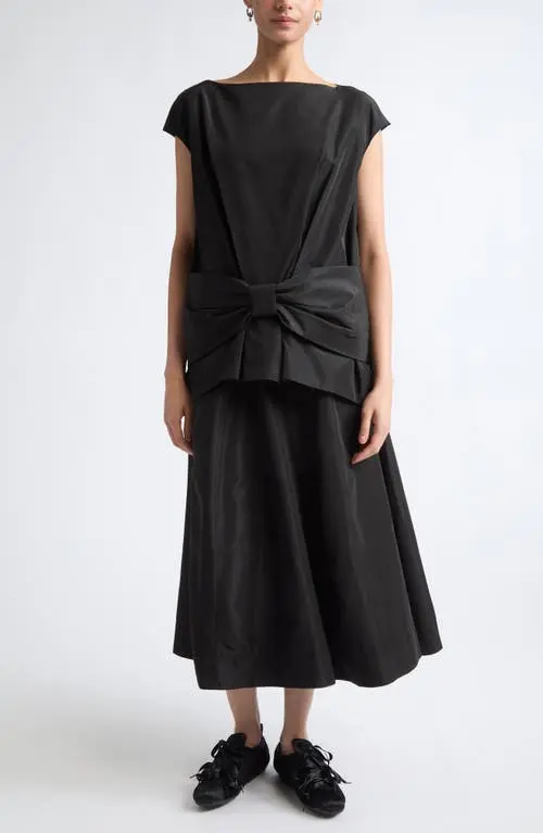 Simone Rocha Boxy Satin Top With Oversized Bow Detail - Black