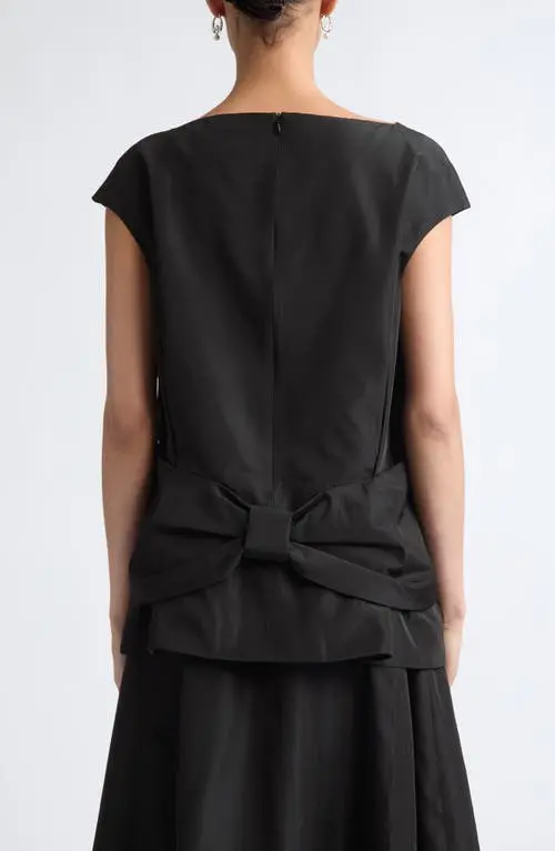 Simone Rocha Boxy Satin Top With Oversized Bow Detail - Black