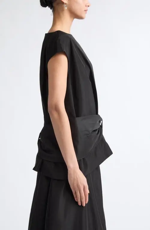 Simone Rocha Boxy Satin Top With Oversized Bow Detail - Black