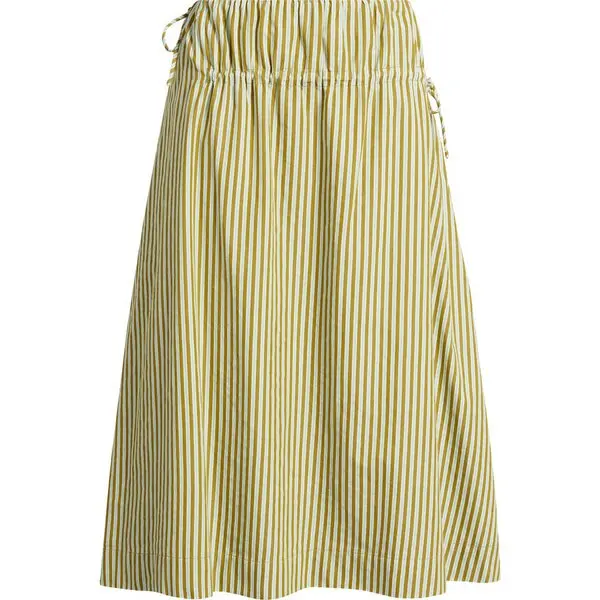 DAMSON MADDER Caspia Striped Volume Midi Skirt - Basil