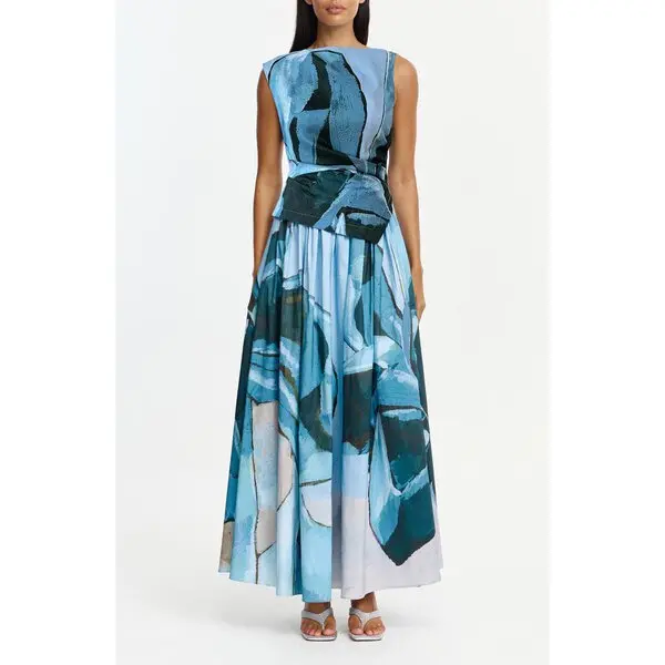 Acler Robaker Print Sleeveless Maxi Dress - Blue