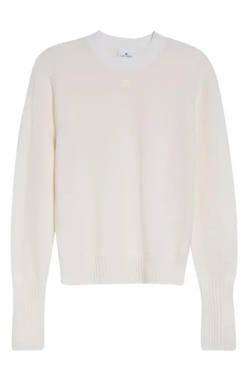 COURREGES Fitted Merino Lambswool Sweater With Embroidered Logo