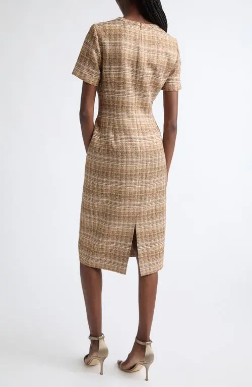 St. John Artisanal Weave Tweed Midi Dress
