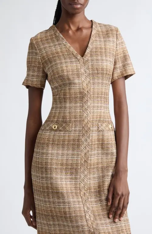 St. John Artisanal Weave Tweed Midi Dress