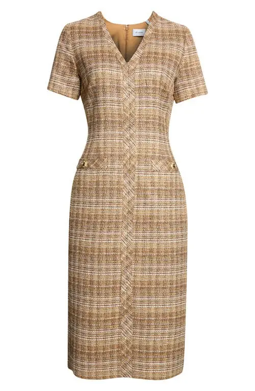 St. John Artisanal Weave Tweed Midi Dress