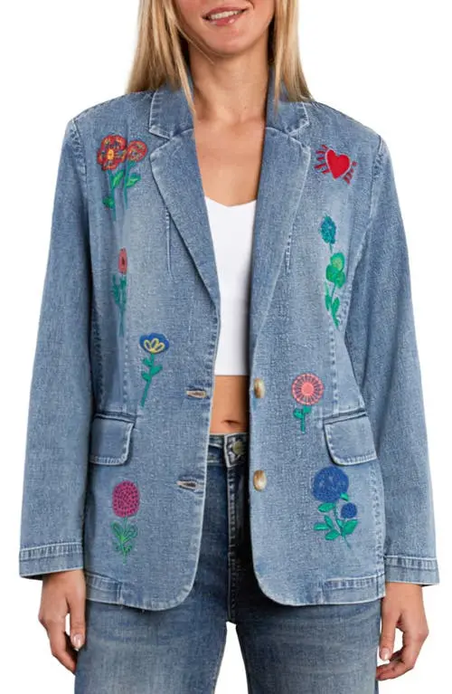 BILLY T Blossom Embroidered Blazer - Denim