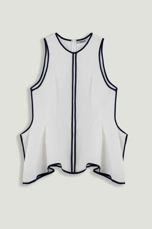 NOCTURNE Contrast Trim Peplum Top
