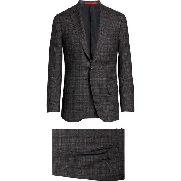 Isaia Delain Over Check Wool Suit