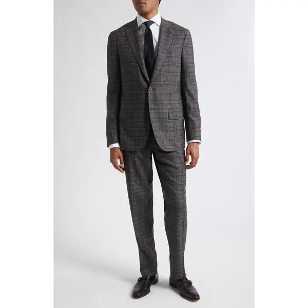 Isaia Delain Over Check Wool Suit - Grey 970