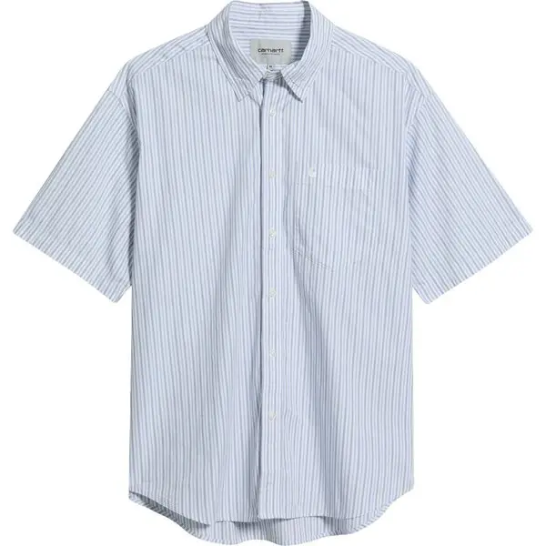 Carhartt Work In Progress Keene Stripe Short Sleeve Cotton Poplin Button-up Shirt - Keene Stripe/white
