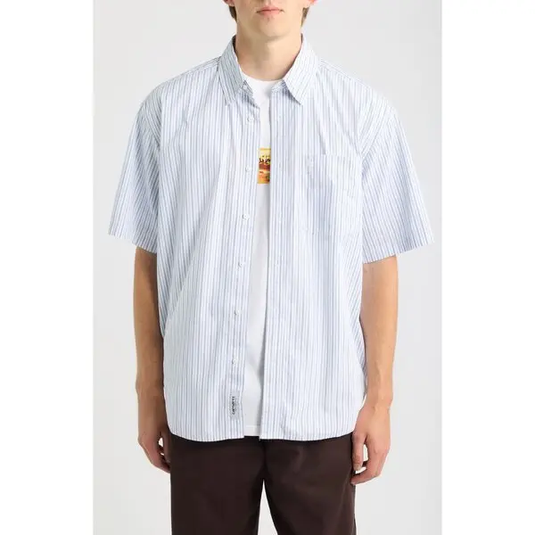 Carhartt Work In Progress Keene Stripe Short Sleeve Cotton Poplin Button-up Shirt - Keene Stripe/white