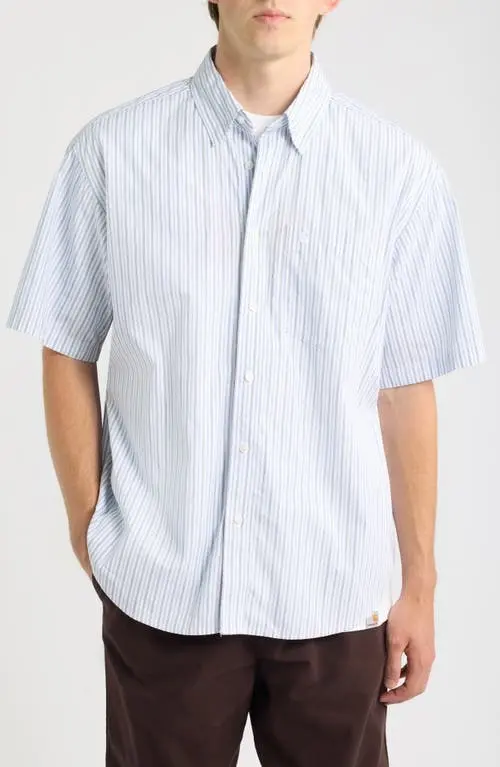 Carhartt Work In Progress Keene Stripe Short Sleeve Cotton Poplin Button-up Shirt