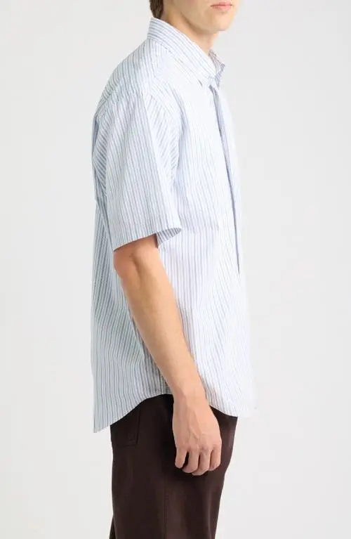 Carhartt Work In Progress Keene Stripe Short Sleeve Cotton Poplin Button-up Shirt
