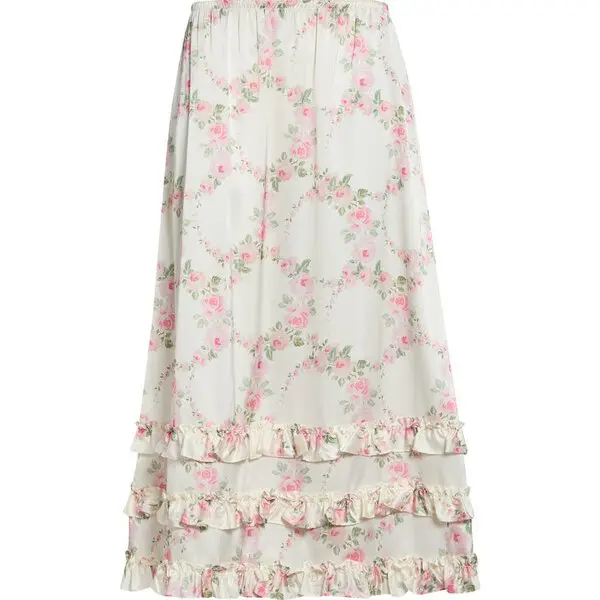 Simone Rocha Ruffle Frill Hem Easy Skirt - Cream