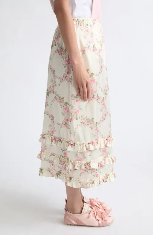 Simone Rocha Floral Ruffle Hem Skirt