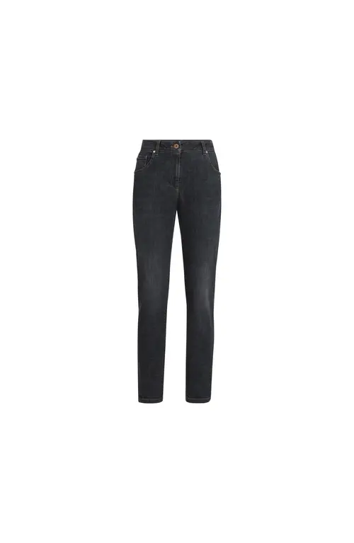 Brunello Cucinelli Slim Five-pocket Trousers With Leather Tab Detail