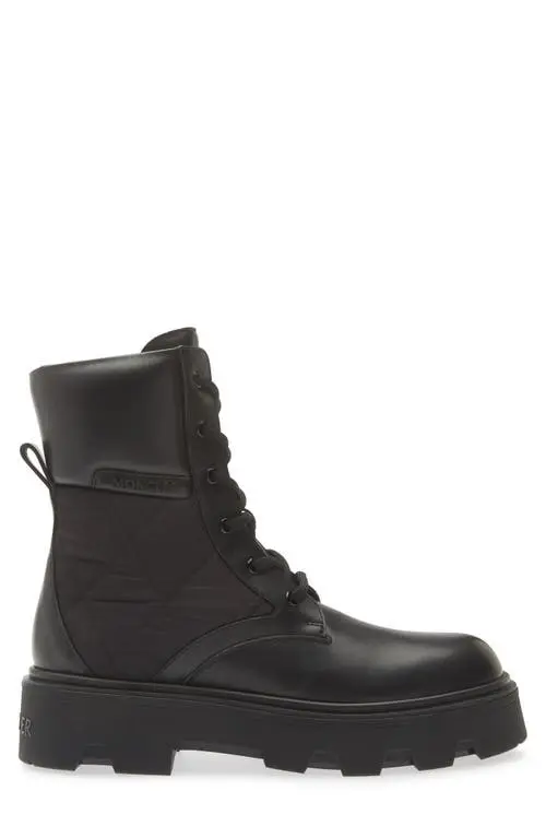 Moncler Aurea Lace-up Leather Bootie