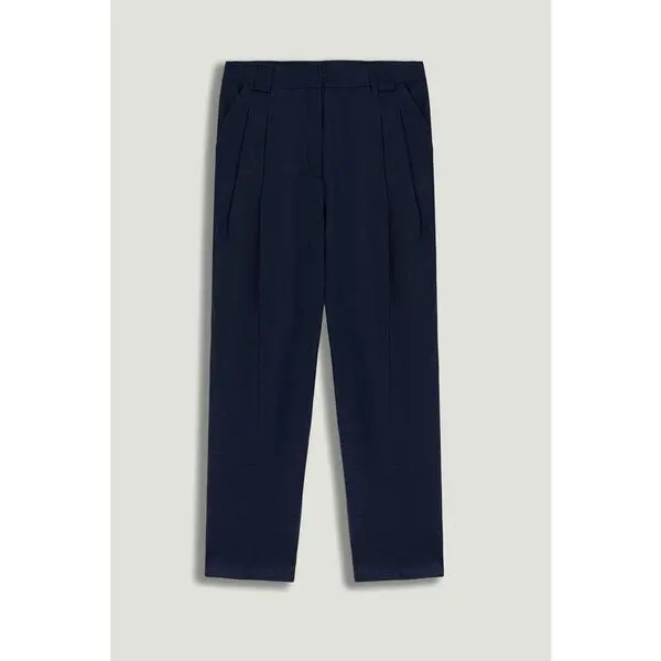 NOCTURNE Pleat Front Tapered Trousers - Navy