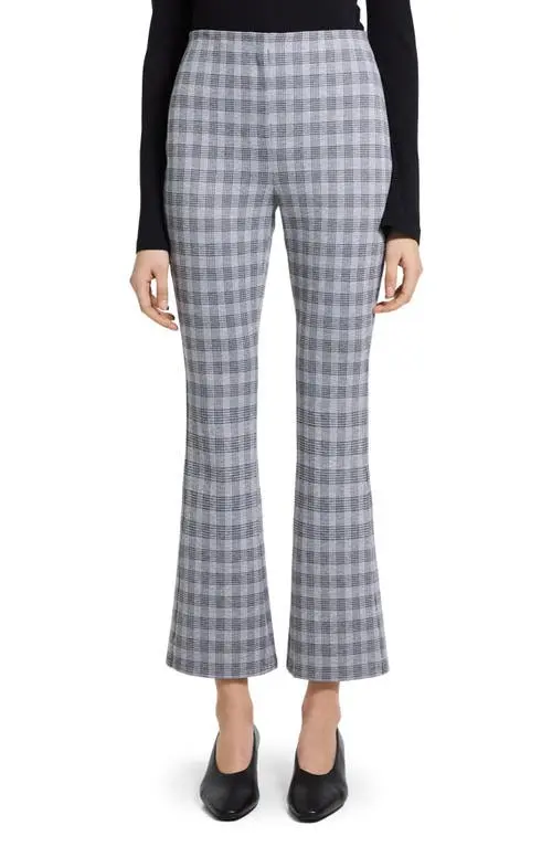 Theory Kick Flare Pants In Plaid - Grey Multi
