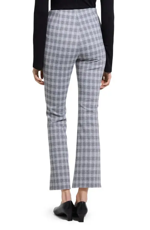 Theory Kick Flare Pants In Plaid - Grey Multi
