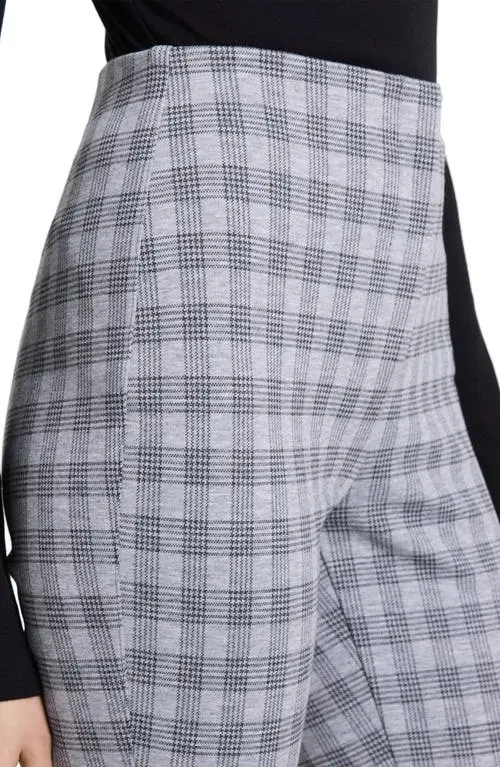 Theory Kick Flare Pants In Plaid - Grey Multi