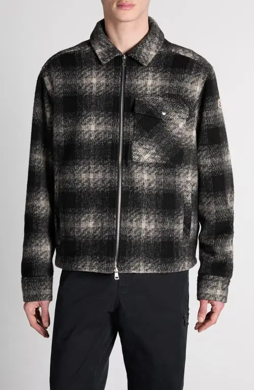 Moncler Check Zip-up Overshirt - Grey Black