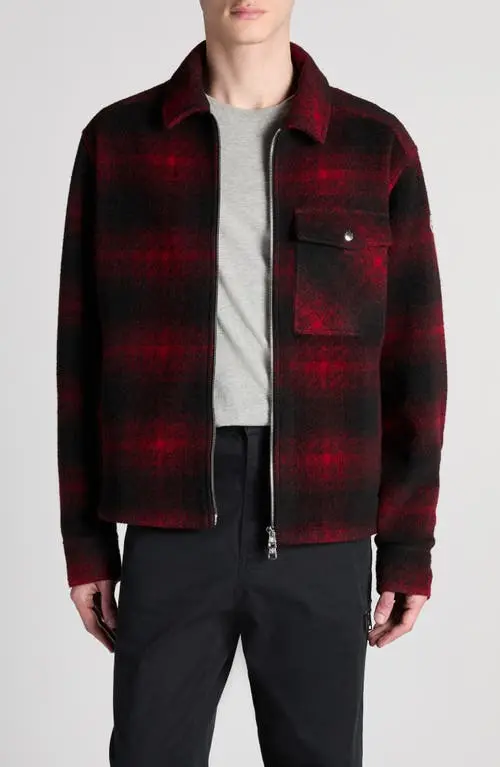 Moncler Check Zip-up Overshirt - Red/black Check