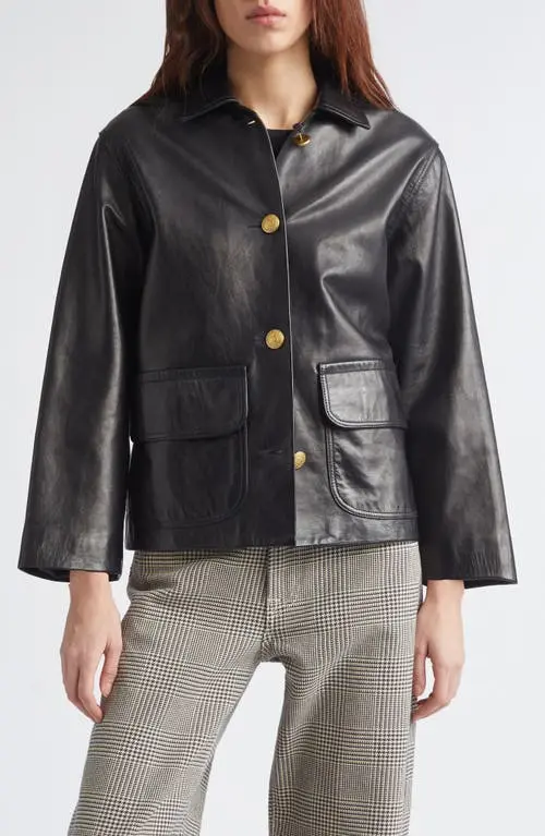 R13 Relaxed Crop Leather Jacket